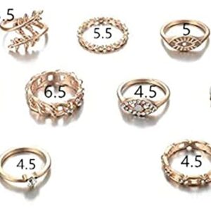 BERYUAN Trendy Gold Mid Finger Rings for Women Rings Set Eye Knuckle Rings for Women Jewelry Rings Size 3.5,4,4.5,5,5.5,6,6.5