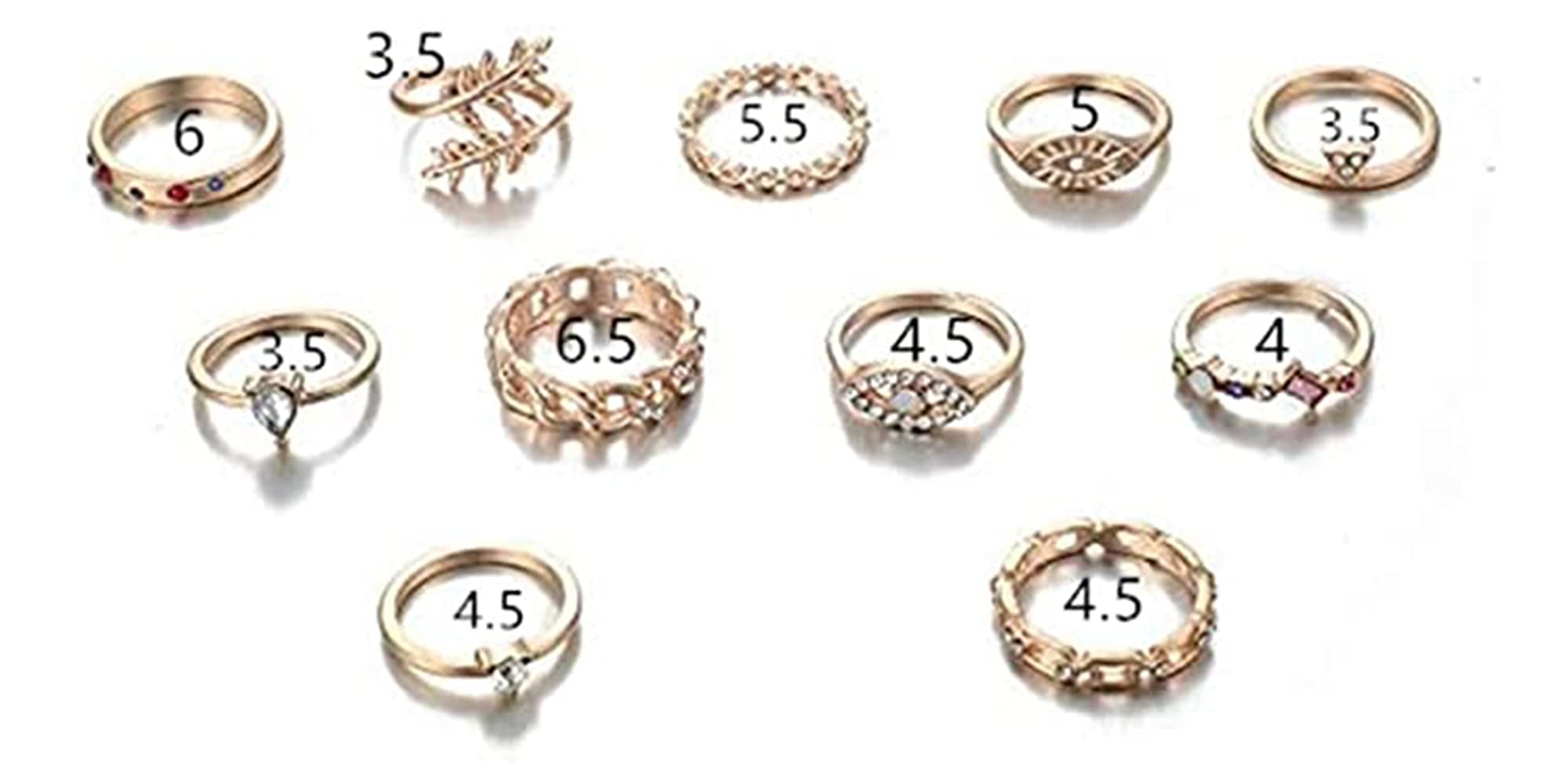 BERYUAN Trendy Gold Mid Finger Rings for Women Rings Set Eye Knuckle Rings for Women Jewelry Rings Size 3.5,4,4.5,5,5.5,6,6.5