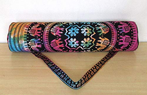 ICC Yoga Mat Bag for Women & Men,Travel Yoga Gym Bag for 1/4" 1/3" Thick Exercise Yoga Mat, Full-Zip Yoga Mat Carrier Bag for Class workout Park with Pockets and Adjustable Strap Multi Elephant