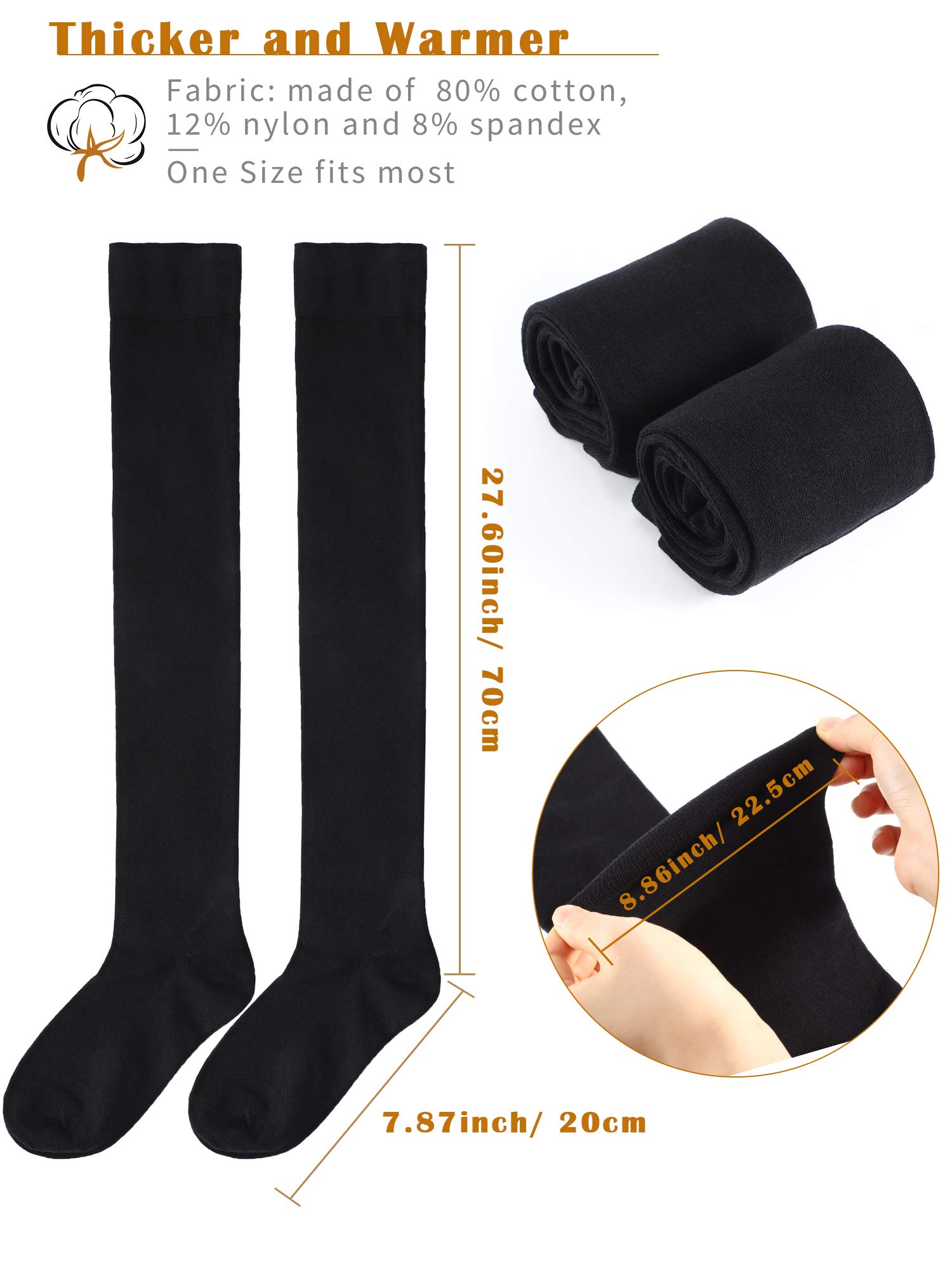 SATINIOR 1 Pair Non Slip Over Knee Socks Thigh High Socks Long Boot Stocking, 27.6 inch/ 70 cm