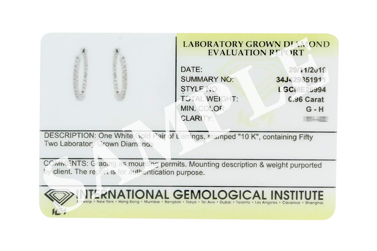 IGI Certified 1 Carat (Cttw) Round Lab Grown Diamond Inside Out Hoop Earrings In 10k Solid Yellow Gold 1 CT