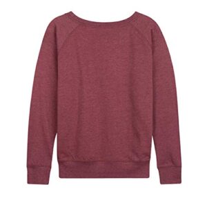 Instant Message - Sun And Flower - Ladies French Terry Pullover - Size Large Heather Maroon