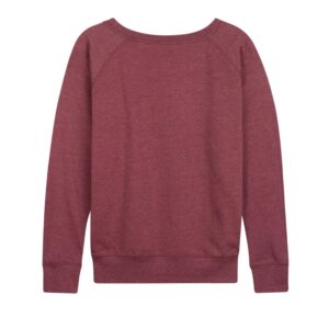 Instant Message - Winter Flowers - Ladies French Terry Pullover - Size Large Heather Maroon