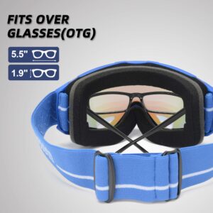 TurnWay OTG Ski/Snowboard Goggles - 100% UV Protection, Anti-Scratch & Anti-Fog - Snow Goggles for Men, Women & Youth