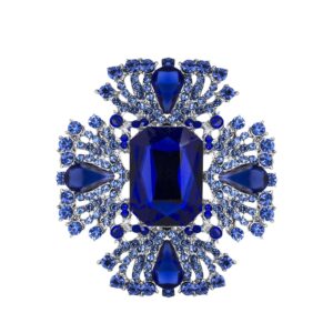 yoqucol vintage blue austrian crystal rhinestone brooch pin elegant jewelry for women