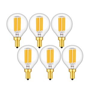 crlight 3000k 6w dimmable led candelabra bulb soft white, 65w equivalent 650lm, e12 led light bulbs, g16 globe clear glass chandelier bulbs, smooth dimming version, 6 pack