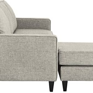 Serta Harmon Reversible Sectional Sofa, Modern L-Shaped Couch for Small Spaces, Soft Fabric Upholstery, Square Arm, Light Gray