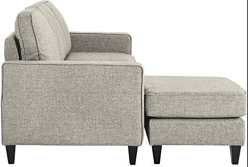 Serta Harmon Reversible Sectional Sofa, Modern L-Shaped Couch for Small Spaces, Soft Fabric Upholstery, Square Arm, Light Gray