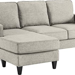 Serta Harmon Reversible Sectional Sofa, Modern L-Shaped Couch for Small Spaces, Soft Fabric Upholstery, Square Arm, Light Gray