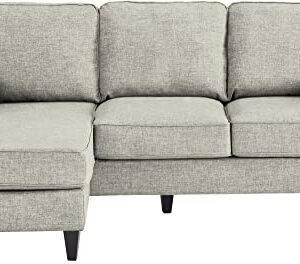 Serta Harmon Reversible Sectional Sofa, Modern L-Shaped Couch for Small Spaces, Soft Fabric Upholstery, Square Arm, Light Gray