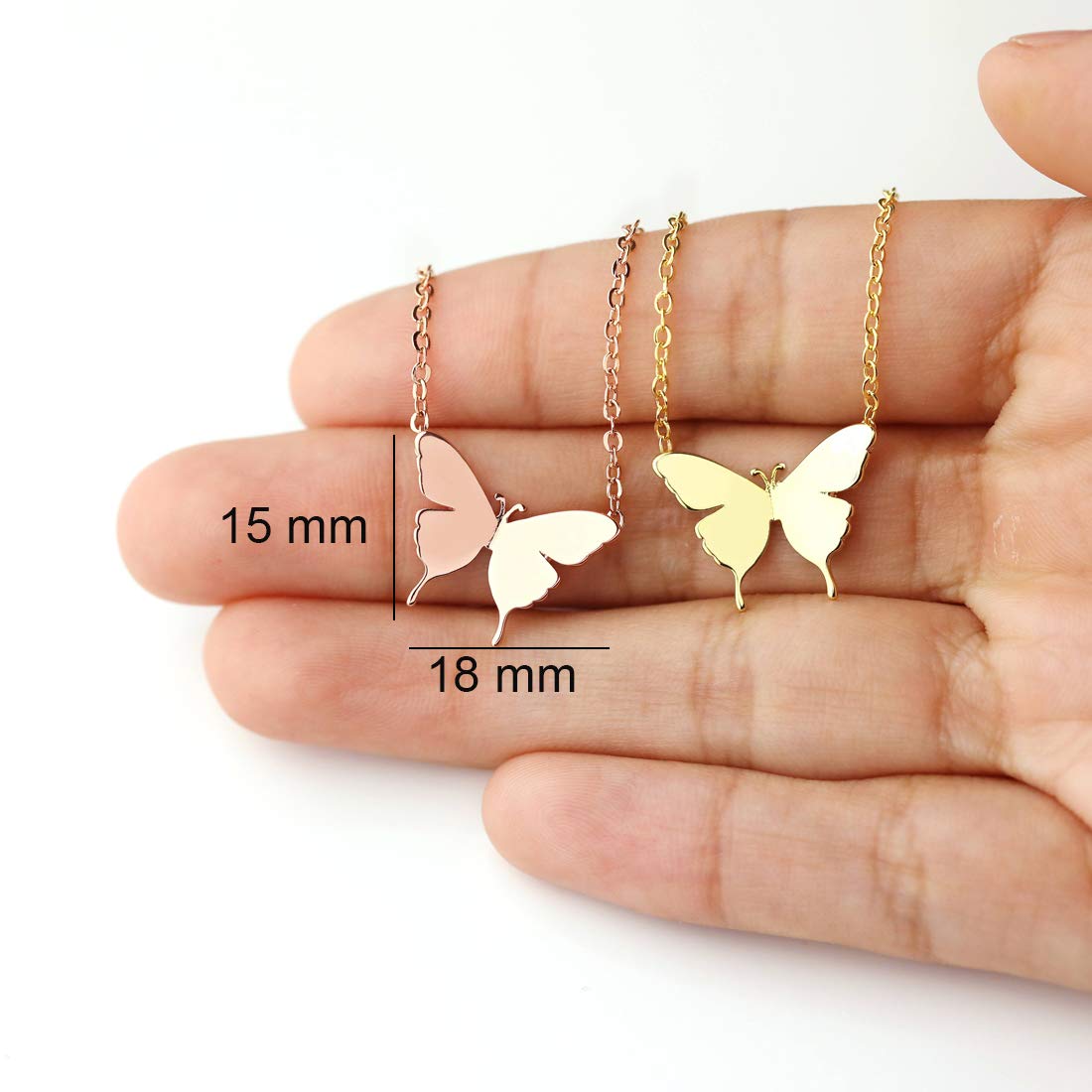 MEVECCO Gold Dainty Initial Necklace 18K Gold Plated Butterfly Pendant Name Necklaces Delicate Everyday Necklace for Women Minimalist Personalized Jewelry