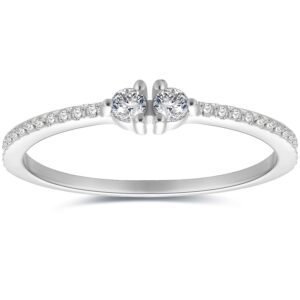 blossom & hue rhodium plated sterling silver 925 delicate cz wedding band paved ring