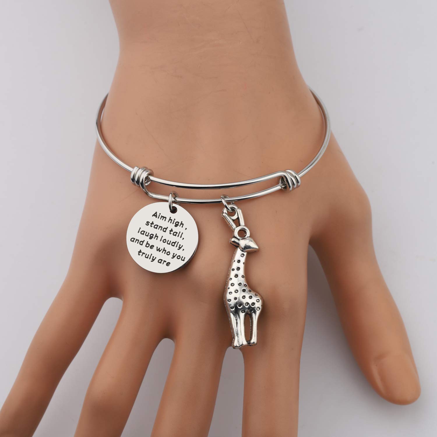 AKTAP Giraffe Gifts Giraffe Jewelry Aim High Stand Tall Laugh Loudly and Be Who You Truly Are Giraffe Keychains