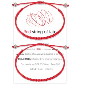 seyaa red string of fate bracelets, valentines day gifts. kabbalah protection good luck simple matching bracelets for lover women men