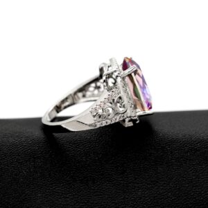 Uloveido Women Fashion Anniversary Promise Rings Platinum Plated Wedding Engagement Multicolor Cubic Zirconia Rings Size 7 Y585