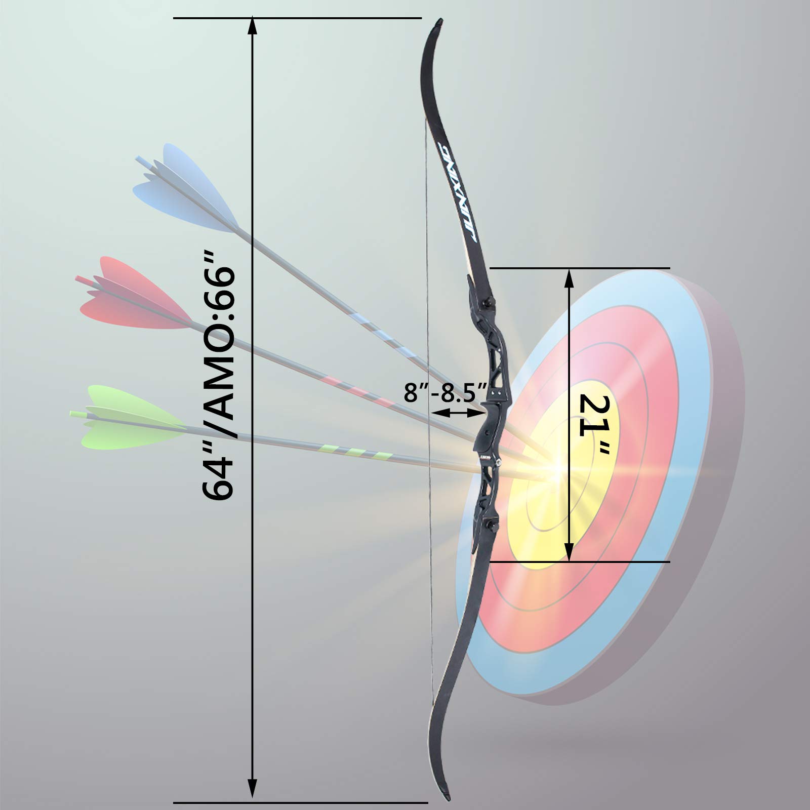 SinoArt 66" Metal Riser Takedown Recurve Bow Adult Archery Competition Athletic Bow Weights 20 22 24 26 28 30 32 34 36 LB Right Handed Archery Kit(36Lbs, Left Hand)