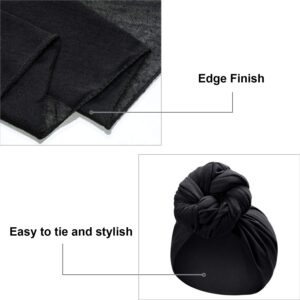 SATINIOR 2 Pieces Stretch Head Wrap Scarf Soft Stretchy Turban Long Hair Scarf Wrap Head Band Tie for Women(Black, Grey)