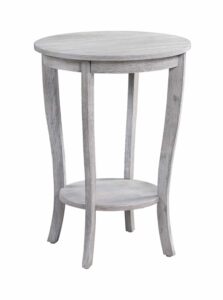 convenience concepts american heritage round end table, light gray wirebrush