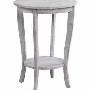 Convenience Concepts American Heritage Round End Table, Light Gray Wirebrush