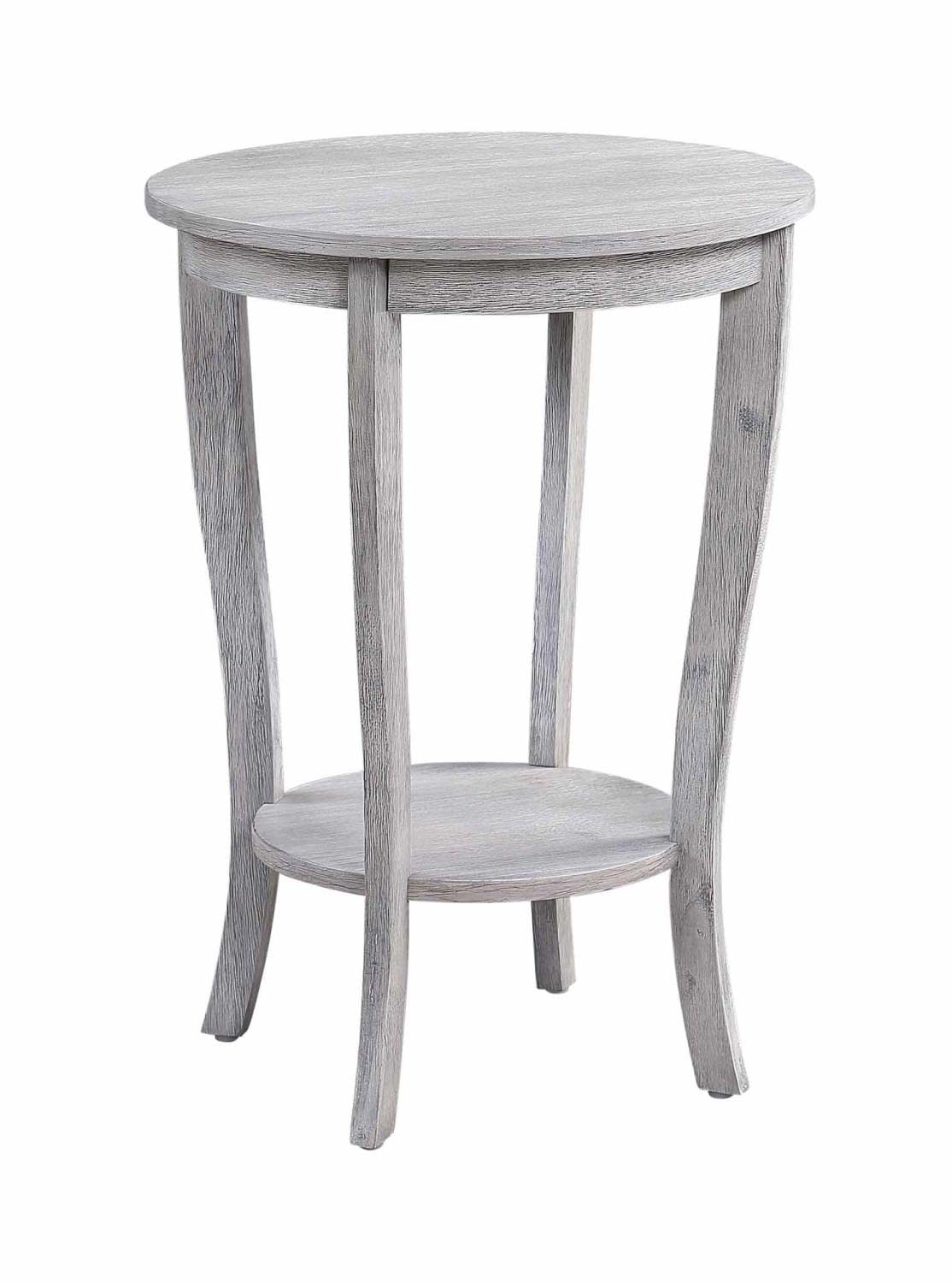 Convenience Concepts American Heritage Round End Table, Light Gray Wirebrush