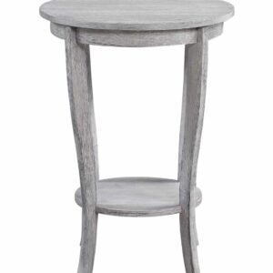 Convenience Concepts American Heritage Round End Table, Light Gray Wirebrush