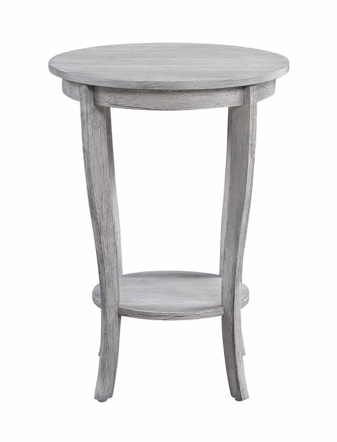 Convenience Concepts American Heritage Round End Table, Light Gray Wirebrush