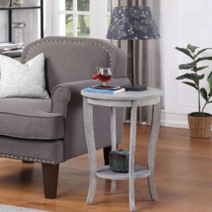 Convenience Concepts American Heritage Round End Table, Light Gray Wirebrush