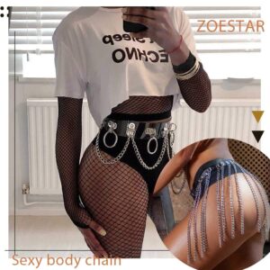 Zoestar Sexy Leather Waist Belt Tassel Punk Harness Metal Body Cage for Women