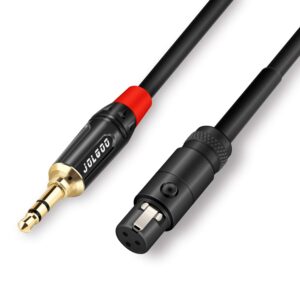 jolgoo 3.5mm stereo audio plug to mini xlr female cable, 1/8" trs plug to 3-pin mini xlr female headphones audio cable, 6.6 feet