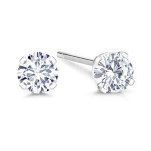 gem stone king 14k white gold lab grown diamond stud earrings | gold earrings for women | g-h color | vs2-si1 clarity