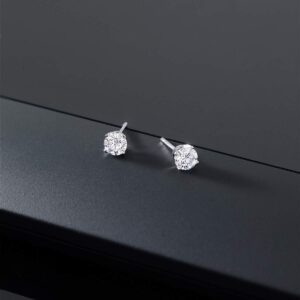 Gem Stone King 14K White Gold Lab Grown Diamond Stud Earrings | Gold Earrings For Women | G-H Color | VS2-SI1 Clarity