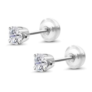 Gem Stone King 14K White Gold Lab Grown Diamond Stud Earrings | Gold Earrings For Women | G-H Color | VS2-SI1 Clarity