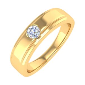 14k yellow gold channel set diamond solitaire wedding band ring (0.18 carat) (ring size 7)