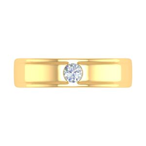 14K Yellow Gold Channel Set Diamond Solitaire Wedding Band Ring (0.18 Carat) (Ring Size 7)