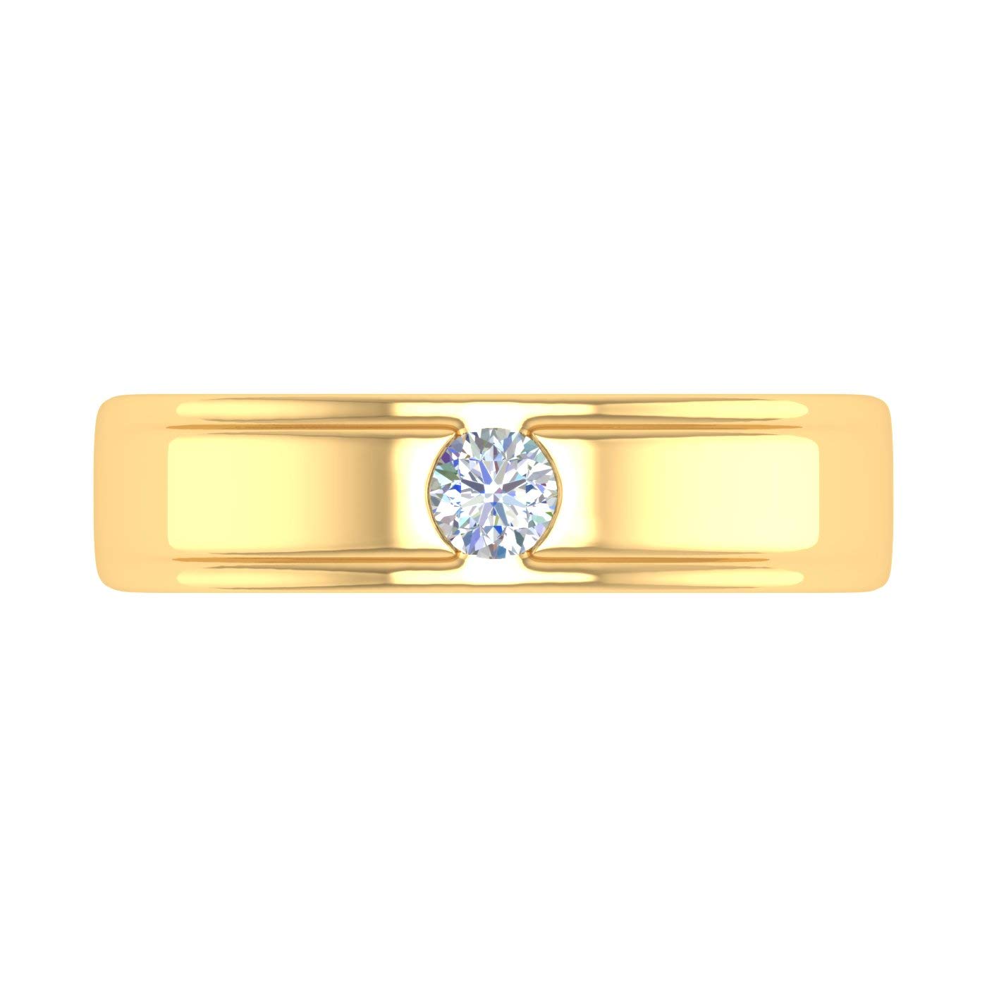 14K Yellow Gold Channel Set Diamond Solitaire Wedding Band Ring (0.18 Carat) (Ring Size 7)