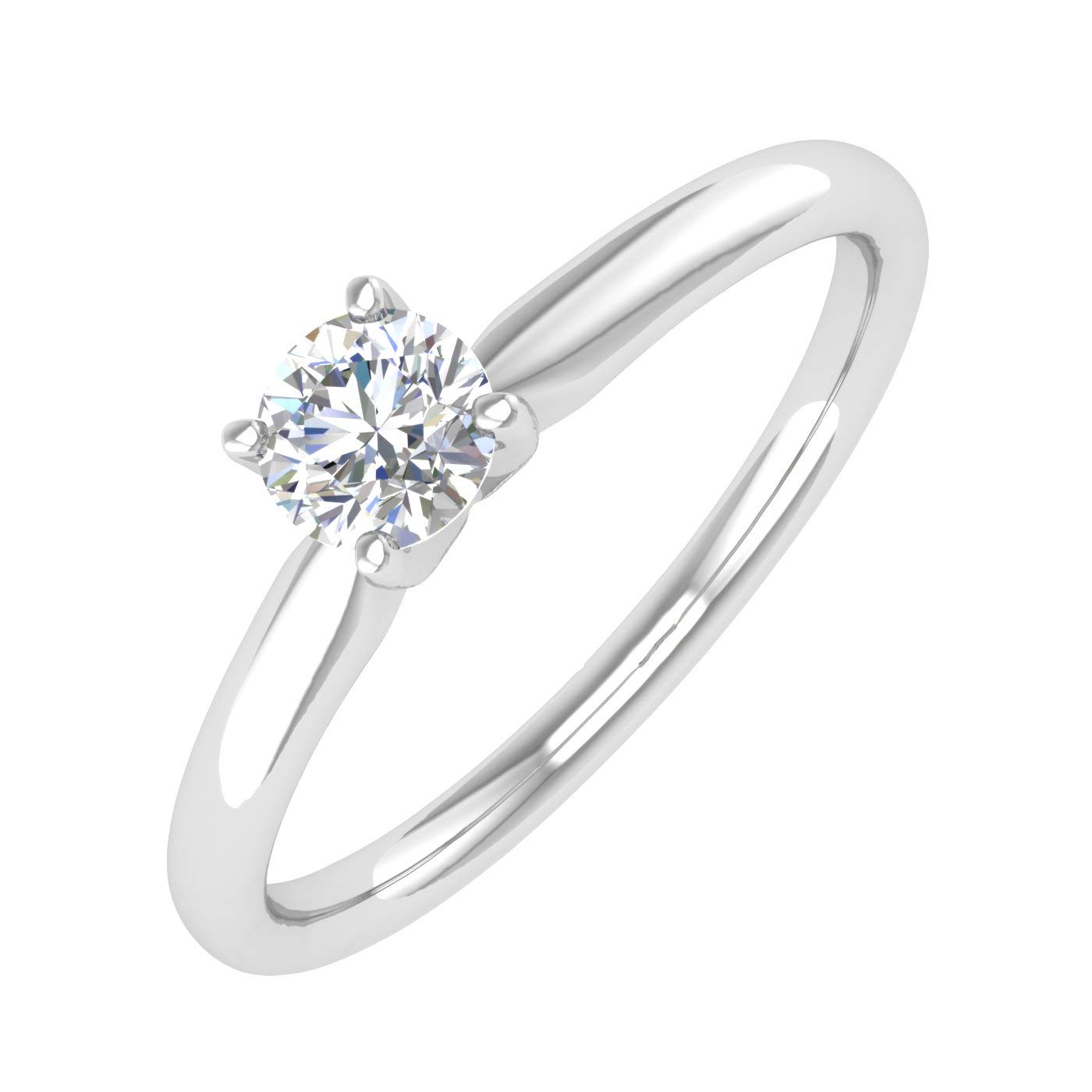 1/5 Carat 4-Prong Set Diamond Solitaire Engagement Ring Band in 10K White Gold (Ring Size 8)