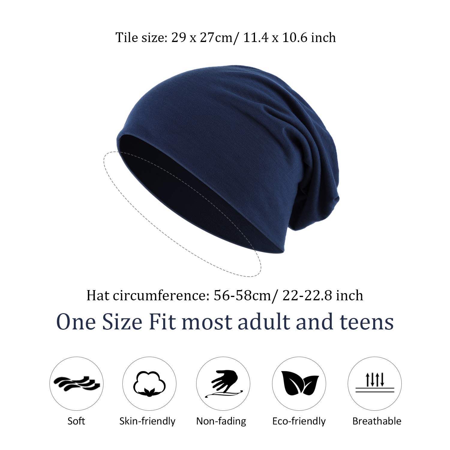 Outus 4 Pieces Thin Knit Slouchy Cap Beanies Hat Unisex Hip-Hop Sleep Cap Dwarf Hat (Black, Navy Blue, Dark Gray, Light Gray)