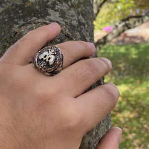 KAR 925 Sterling Silver Double Head Eagle Filigree Design Biker Ring I2A (9)