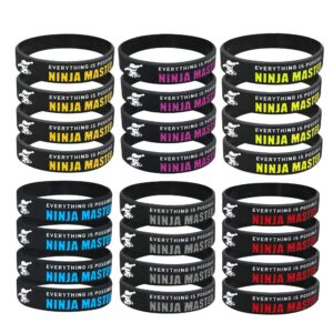 cleverplay 24 pack ninja silicone wristbands bracelets ,birthday decoration party favors for kids ,goody bag supplies gifts