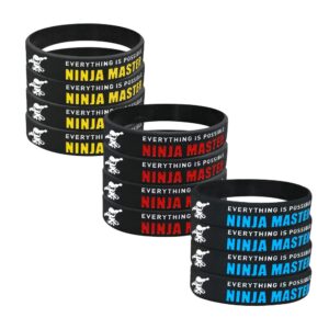 Cleverplay 24 Pack Ninja Silicone Wristbands Bracelets ,Birthday Decoration Party Favors for Kids ,Goody Bag Supplies Gifts