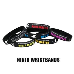 Cleverplay 24 Pack Ninja Silicone Wristbands Bracelets ,Birthday Decoration Party Favors for Kids ,Goody Bag Supplies Gifts