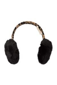 michael kors leopard knit & faux fur earmuffs women's one size