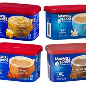 Maxwell House International Fall Flavors with Suisse Mocha Cafe | Instant Flavored Coffee Variety Pack, 7-9 oz Canisters, (4 Pack)