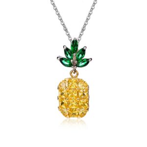 zealmer women cubic zirconia pineapple pendant necklace