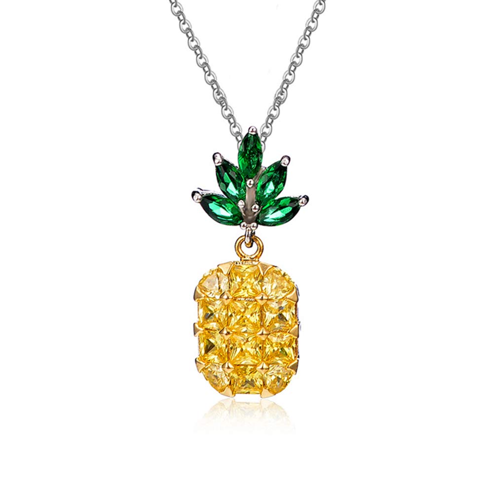 Zealmer Women Cubic Zirconia Pineapple Pendant Necklace