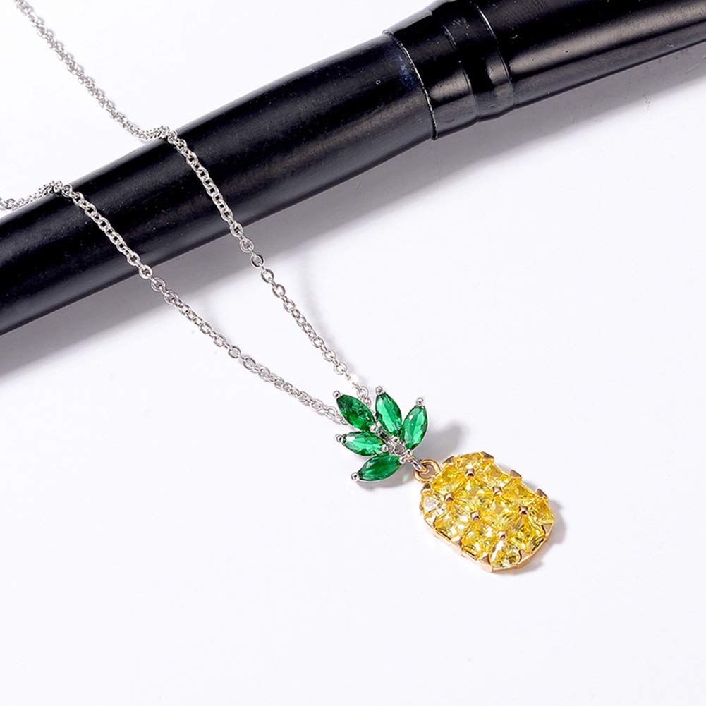 Zealmer Women Cubic Zirconia Pineapple Pendant Necklace