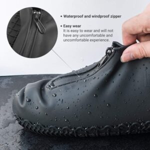 ydfagak Waterproof Shoe Covers, Reusable Foldable Not-Slip Rain Shoe Covers with Zipper,Shoe Protectors Overshoes Rain Galoshes for Kids Men and Women (XL (Women 10-13.5, Men 11.5-14), Black)