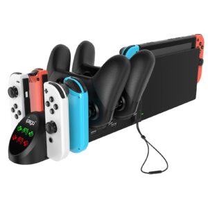 charger station for switch/switch oled model joy con and for switch pro controllers charging dock with usb 2.0 plug and ports, only for switch pro controller