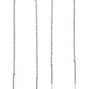 A Pair 925 Sterling Silver Tassel Threader Drop Earrings Long Chain Ear Line