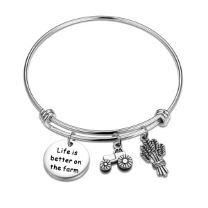 ensianth life is better on the farm bracelet farmer gift farm lover gift crops pendant jewelry ranch gift (the farm bracelet)